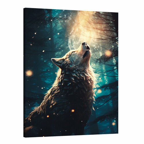 Интерьерная картина 50х70 "Волки в лесу"