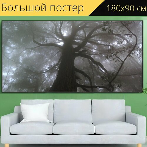 Большой постер "Природа, изобразительное искусство, туман" 180 x 90 см. для интерьера