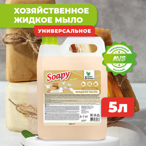 Жидкое мыло Clean&Green "Soapy" (хозяйственное, очищающее средство для кожи рук), 5 литров, CG8066