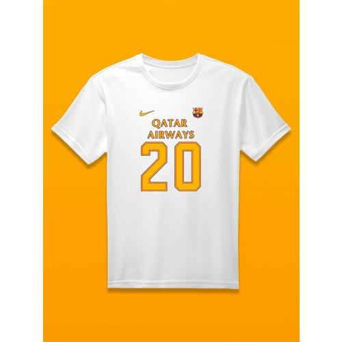 Футболка Барселона номер 20, размер XXXL, белый