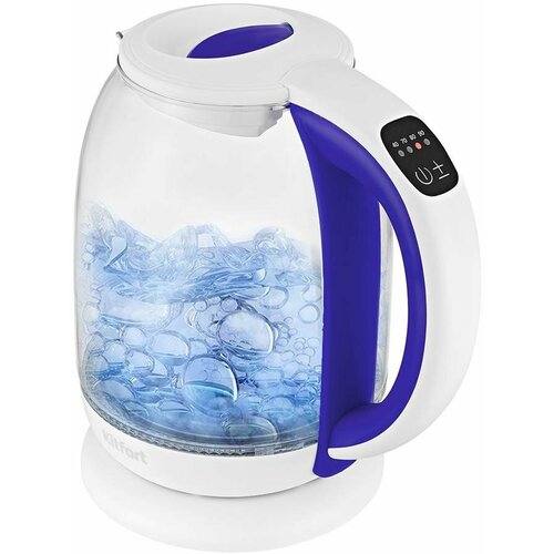 Чайник электрический KITFORT КТ-6140-1 2200 Вт белый фиолетовый 1.7 л пластик/стекло