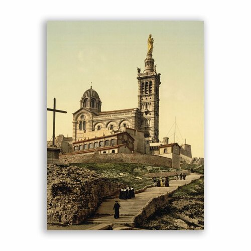 Постер, плакат на бумаге / Notre Dame de la Garde, I, Marseilles, France / Размер 30 x 40 см