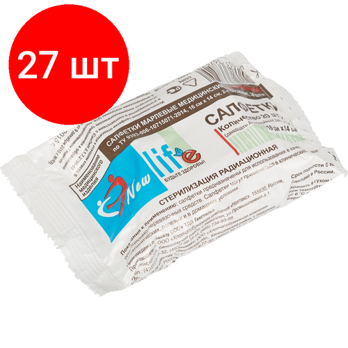 Комплект 27 штук, Салфетка стер.2-х сл№20.16x14 см, Life пл.32г 6498/8ШК67529