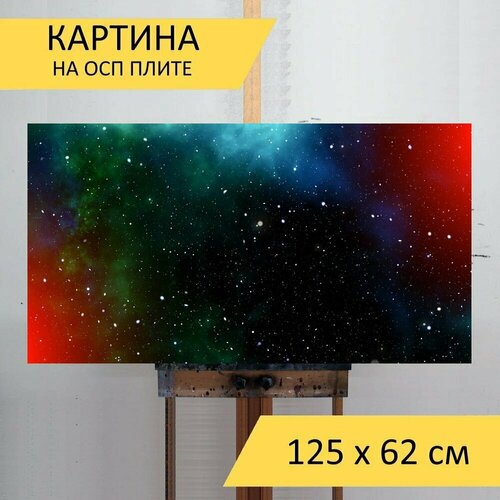 Картина на ОСП 125х62 см. "Галактика, пространство, вселенная" горизонтальная, для интерьера, с креплениями
