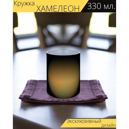 Кружка хамелеон с принтом "Планета, фантазия, вселенная" 330 мл.