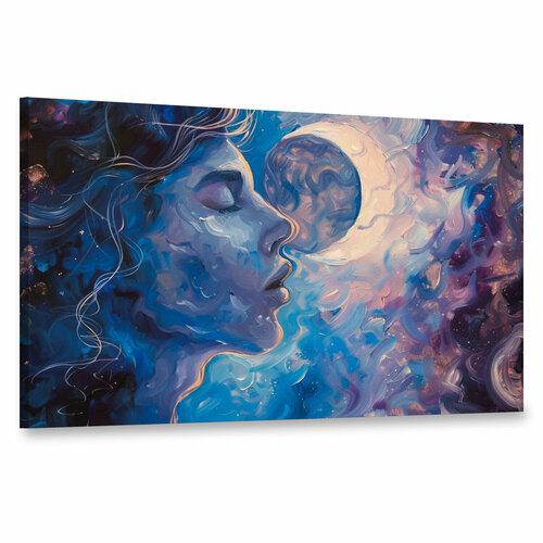 Интерьерная картина 100х60 "Поцелуй в тишине ночи"
