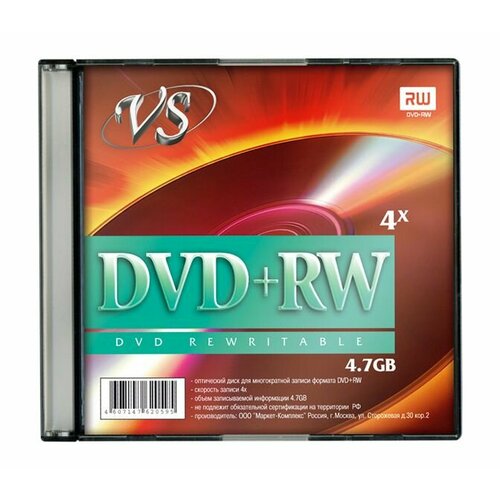 VS Диск DVD+RW, 4,7 Гб, 4х, slim