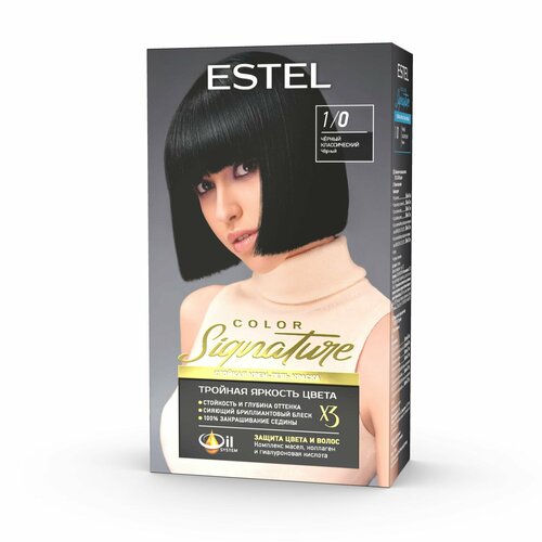 ESTEL COLOR Signature Стойкая крем-гель краска для волос 1/0 Чёрный классический