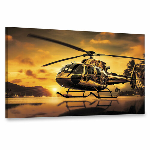 Интерьерная картина 100х60 "Вертолет: крылатый герой"