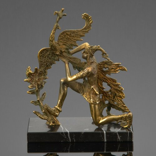 Статуэтка (настольная композиция) "Жар-птица", латунь, натуральный камень, СССР
