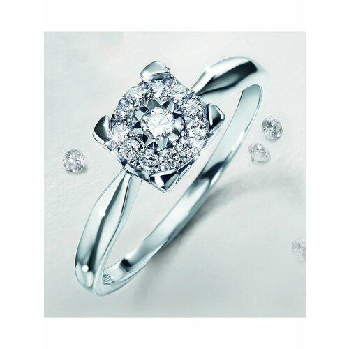 Кольцо обручальное Кольцо "Passion for Diamonds" ("Бриллиантовая страсть") размер 16.5, серебро, 925 проба, платинирование, муассанит, бриллиант, размер 18, серебряный