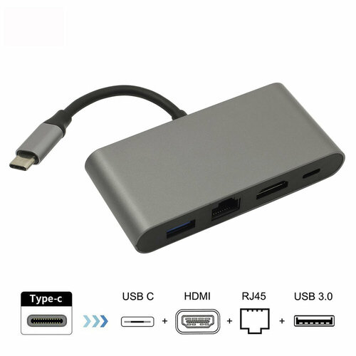 Видеоадаптер 4K USB 3.1 Type-C -> HDMI+LAN+USB3.0+PD | ORIENT C033
