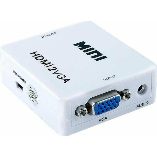 Видео конвертер HDMI в VGA GCR 1080p 60Hz HDCP 1.4 + 3,5мм mini jack белый