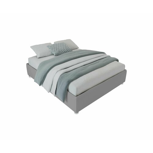Двуспальная кровать Основание без изголовья 140x200 основание металлическое с ламелями велюр серый без ножек