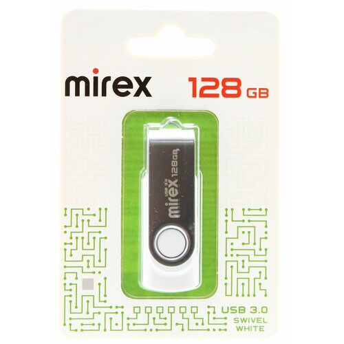 Флешка 128 ГБ USB 3.0 Mirex UNIT SWIVEL WHITE