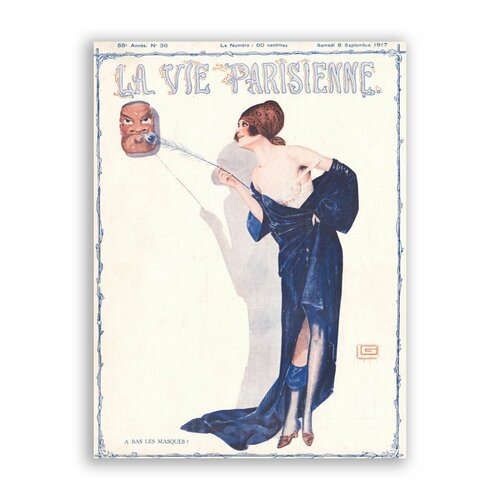 Постер на бумаге в стиле Пин-ап / La Vie Parisienne - A Bas les Masques! / Размер 60 x 80 см