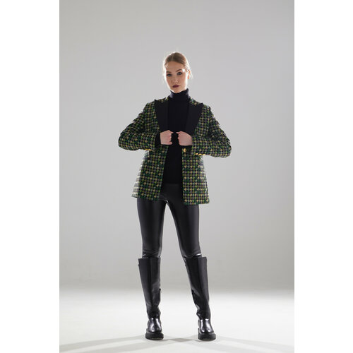 Пиджак LeNeS brand, размер 46, зеленый, черный