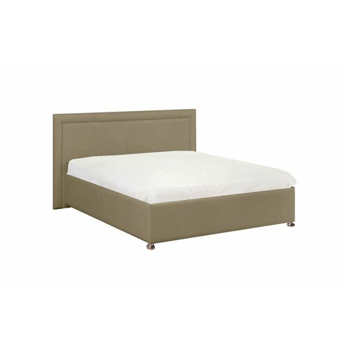Двуспальная кровать Нью-Йорк 180x200 основание металлическое с ламелями велюр бежевый ножки 5 см