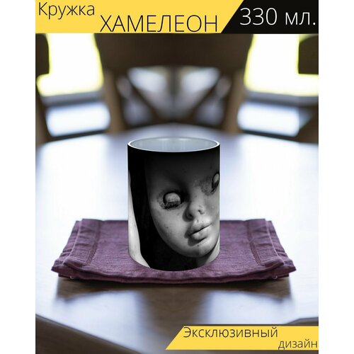 Кружка хамелеон с принтом "Запястье, снеговик, игрушка" 330 мл.