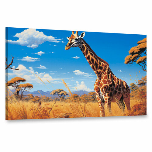 Интерьерная картина 100х60 "Жираф в саванне"