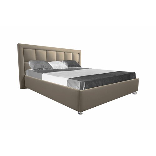Двуспальная кровать Флорида 180x200 основание металлическое с ламелями велюр бежевый без ножек