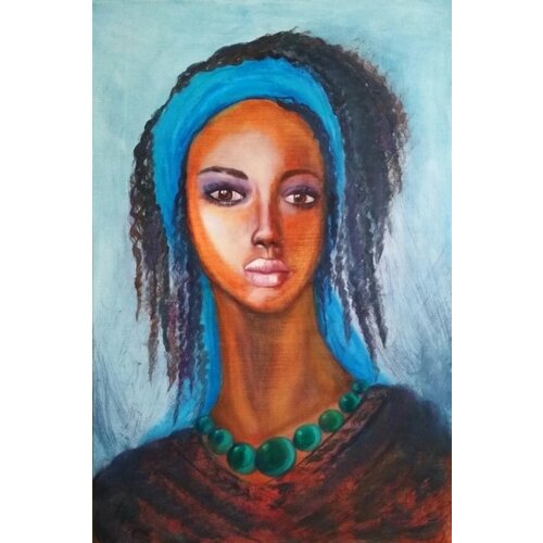Картина маслом "Девушка. Африканские мотивы", 60*40 см