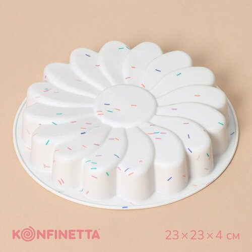 Форма силиконовая для выпечки KONFINETTA «Ромашка», d=20 см (внутренний диаметр 18,5 см), цвет белый