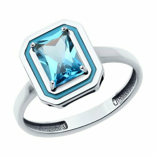 Кольцо Diamant online, белое золото, 585 проба, эмаль, топаз, размер 18