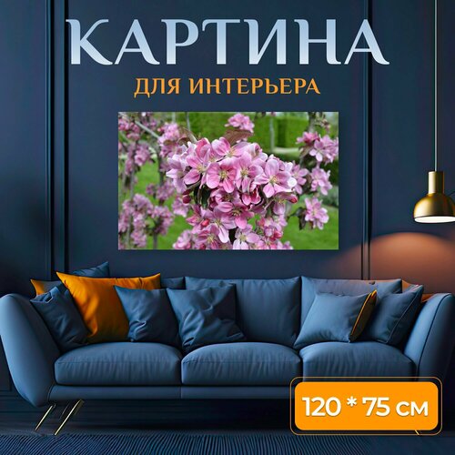 Картина на холсте "Цветок, плоды, сад" на подрамнике 120х75 см. для интерьера
