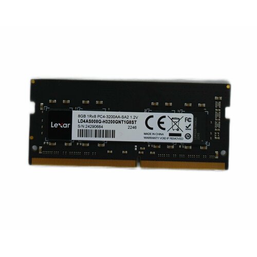 Оперативная память Lexar laptop DDR4-3200Mbps SODIMM 1x8 ГБ 1.2v (LD4AS008G-R3200GNT1G8ST) OEM