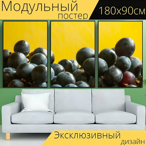 Модульный постер "Оливки, желтый, оливковый" 180 x 90 см. для интерьера