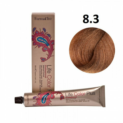 Крем-краска для волос Farmavita Life Color Plus 8.3 светлый блондин золотистый, 100 мл