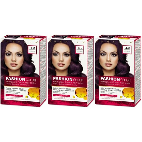 Rubella Краска для волос Fashion Color тон Aubergine 4.2, 50мл, 3 шт