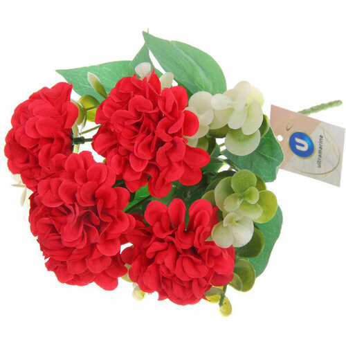 Искусственные цветы «Летняя фантазия» Букетик Гортензии 30см цвет красный