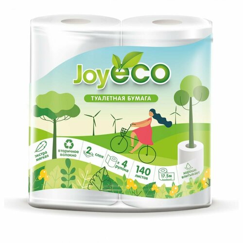 Туалетная бумага JOY ECO, 2сл, 4рул, белая