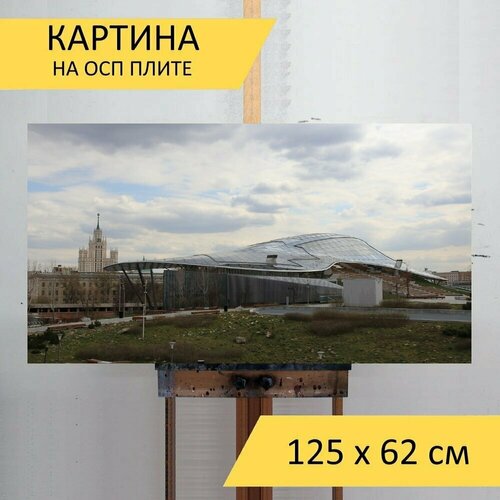 Картина на ОСП 125х62 см. "Москва, самоизоляция, пустота" горизонтальная, для интерьера, с креплениями