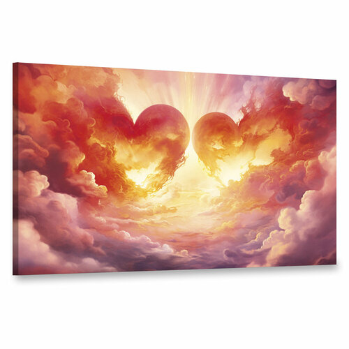 Интерьерная картина 100х60 "Сердца в огне"