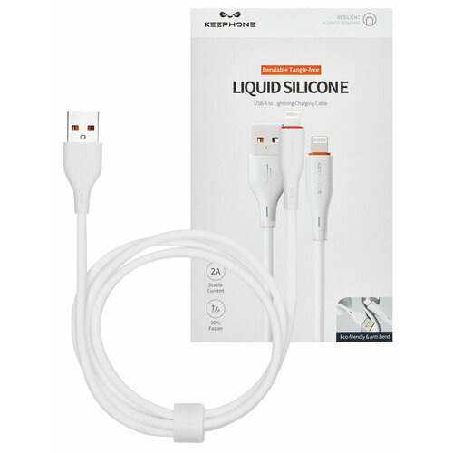 Кабель синхронизации USB-A to Lightning на iPhone 12 Pro Max Силикон 10W 1м. Белый