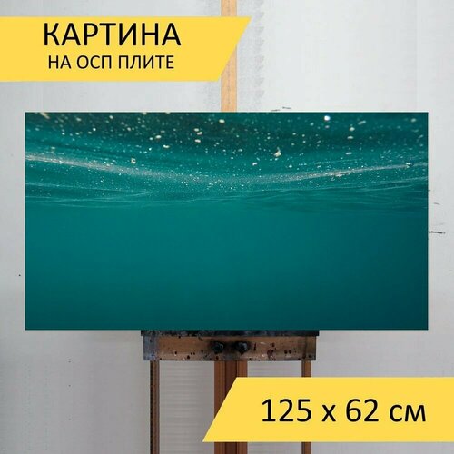 Картина на ОСП 125х62 см. "Океан, море, затопленный" горизонтальная, для интерьера, с креплениями