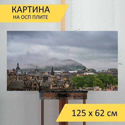 Картина на ОСП 125х62 см. "Эдинбург, шотландии, город" горизонтальная, для интерьера, с креплениями