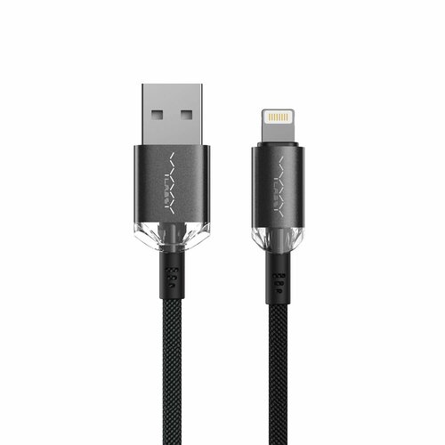 Кабель USB-Lightning Vyvylabs Crystal Series Fast Charging Data Cable, 2.4А, 1м, черный