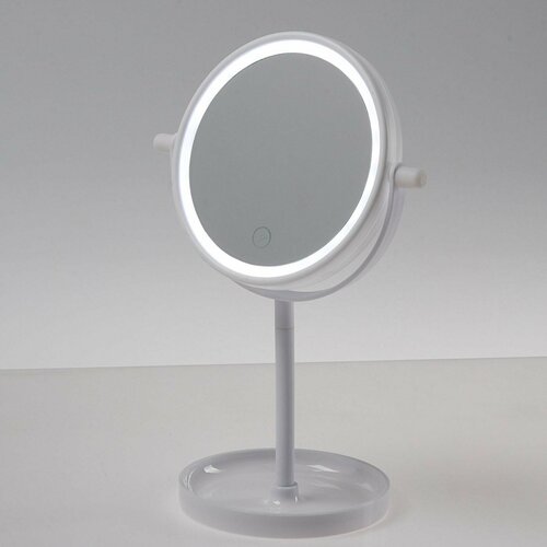 Зеркало Luazon KZ-04, подсветка, настольное, 19.5 × 13 × 29.5 см, 4хААА, сенсорная кнопка (1шт.)