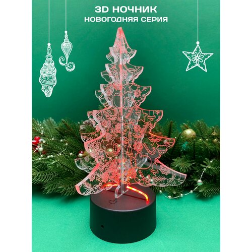 3D Ночник - Праздник у Ёлочки в подарок на новый год и рождество родителям, дочке, сыну, подруге, другу, коллеге