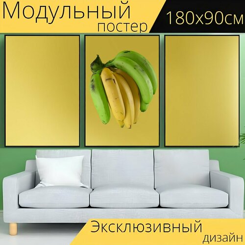 Модульный постер "Еда, бананы, тропический" 180 x 90 см. для интерьера
