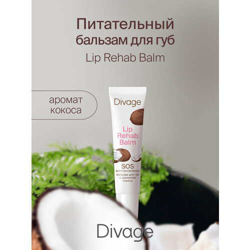 DIVAGE Бальзам для губ Divage Lip Rehab Balm с ароматом кокоса, бесцветный