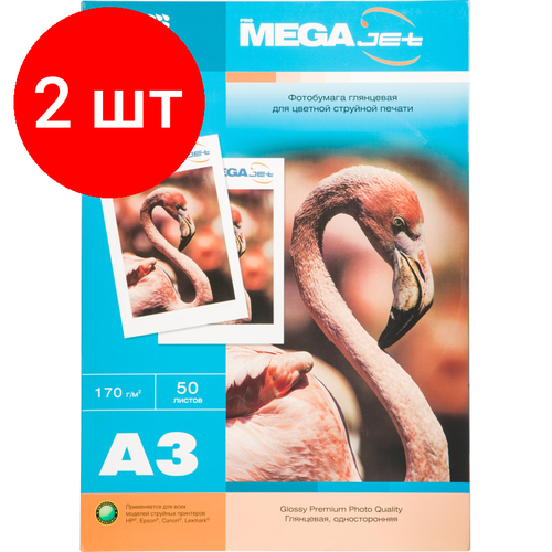 Комплект 2 упаковок, Фотобумага для цв. струй. печ. ProMEGA jet (А3, 170г, глянц) уп. 50л(1457499)