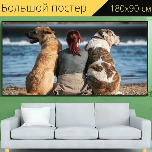 Большой постер "Друзья, собака, домашнее животное" 180 x 90 см. для интерьера
