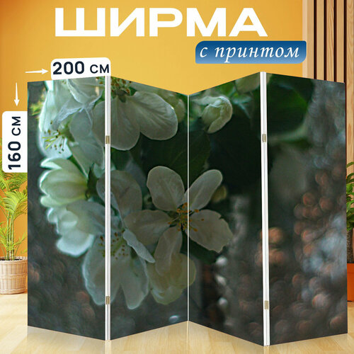 Ширма перегородка с принтом "Букет, цветы, весна" на холсте - 200x160 см. для зонирования, раскладная