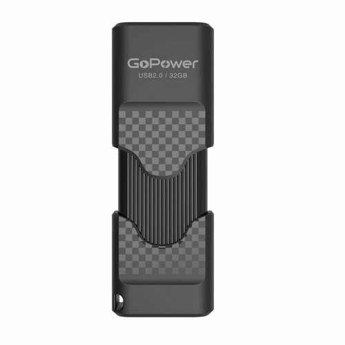 Флеш-накопитель GoPower SLIDER 32GB USB 2.0 пластик черный матовый
