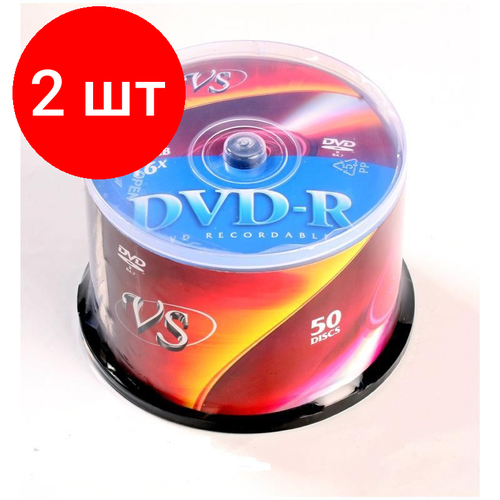 Комплект 2 упаковок, Носители информации DVD-R, 16x, VS, Cake/50, VSDVDRCB5001